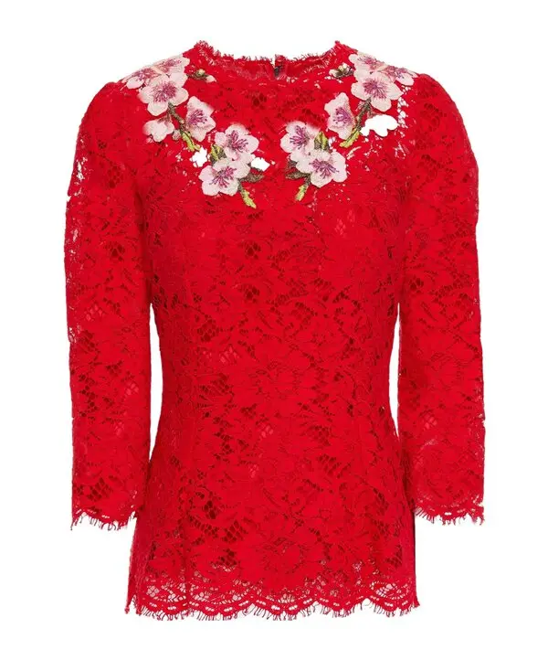 Dolce & Gabbana Minimalist Solid-color Lace Top - Red