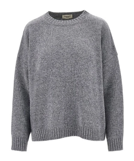 Max Mara Crew Neck Drop Shoulder Sweater - Light Grey