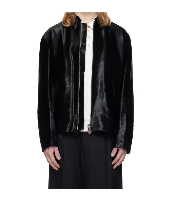 Casablanca Zip-up Fur Jacket - Black
