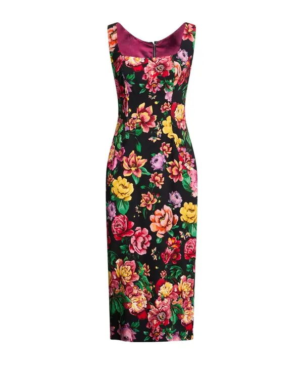 Dolce & Gabbana Floral Print Bodycon Dress - Black