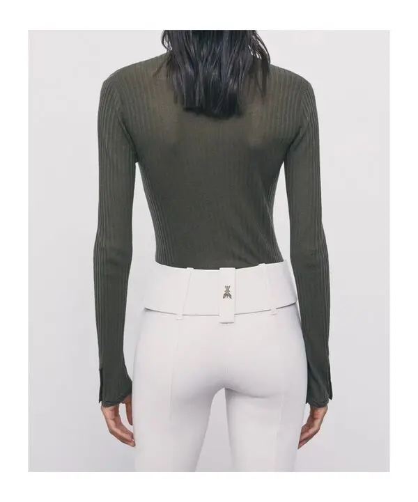 Patrizia Pepe Ribbed Long-sleeve Sweater