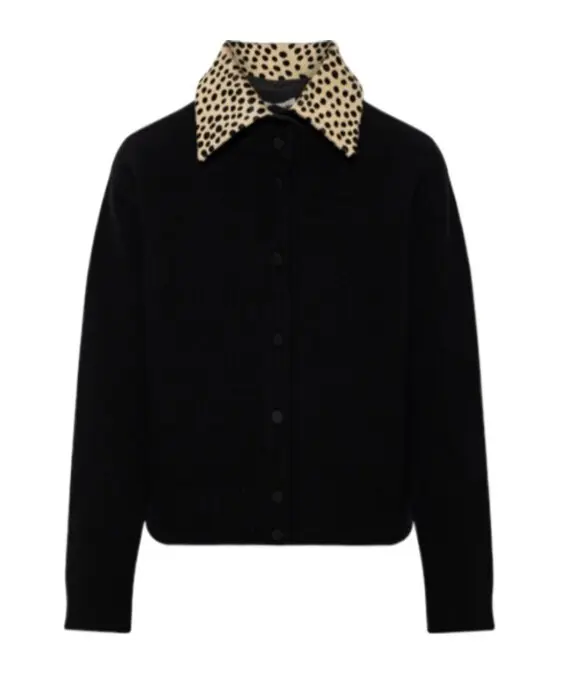 RÓHE Button-up Wool Cardigan With Detachable Cheetah Collar