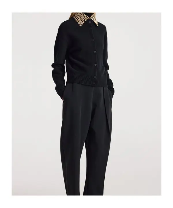 RÓHE Button-up Wool Cardigan With Detachable Cheetah Collar