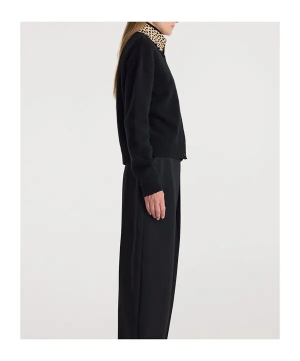 RÓHE Button-up Wool Cardigan With Detachable Cheetah Collar