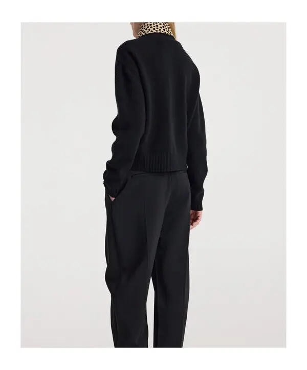 RÓHE Button-up Wool Cardigan With Detachable Cheetah Collar