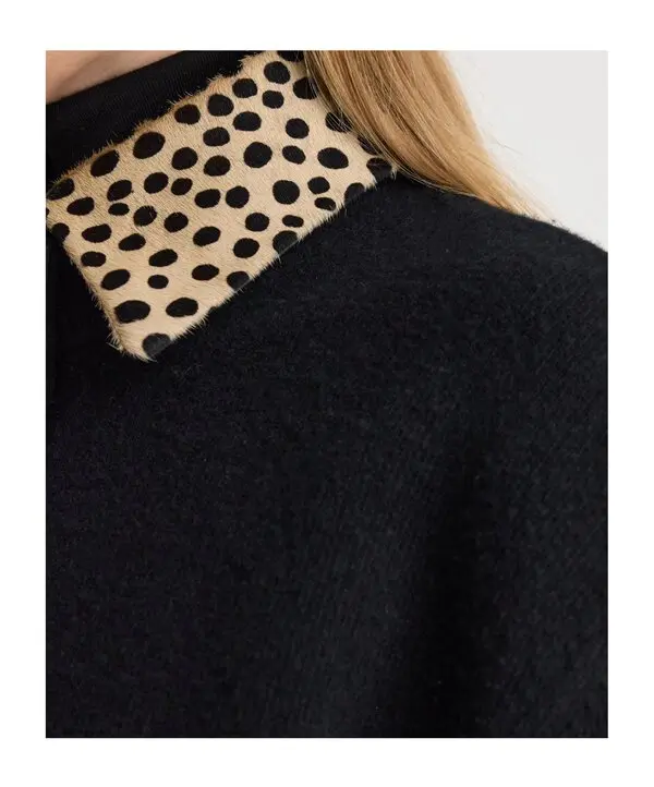 RÓHE Button-up Wool Cardigan With Detachable Cheetah Collar