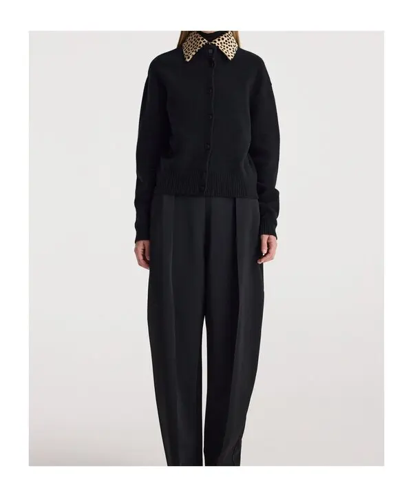RÓHE Button-up Wool Cardigan With Detachable Cheetah Collar