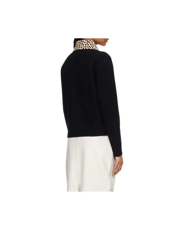 RÓHE Wool Cardigan With Detachable Cheetah Collar - Black