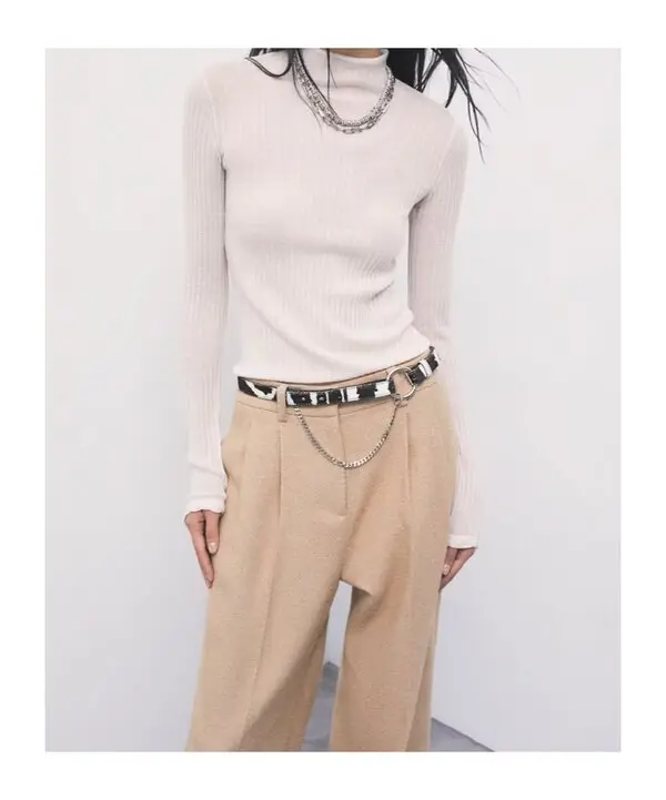 Patrizia Pepe Ribbed Funnel-neck Knit