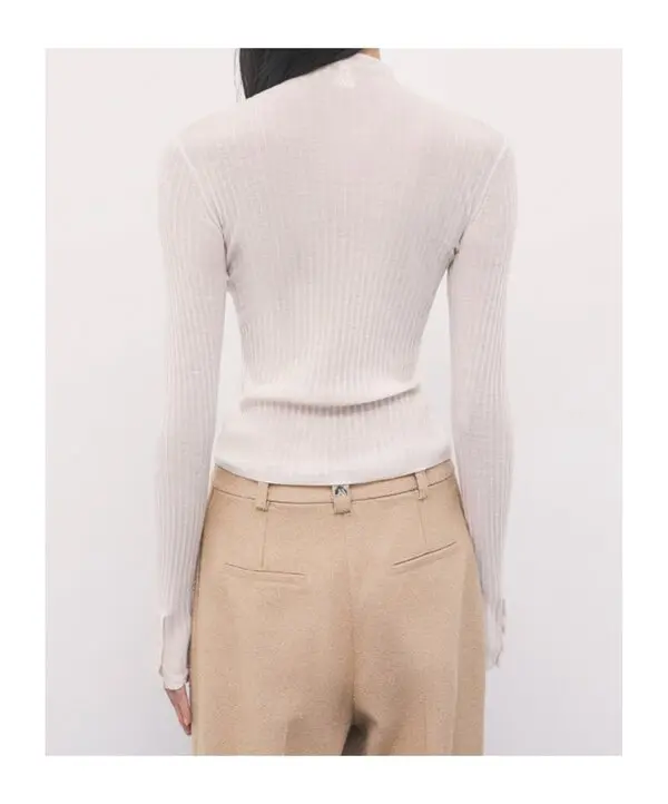 Patrizia Pepe Ribbed Funnel-neck Knit