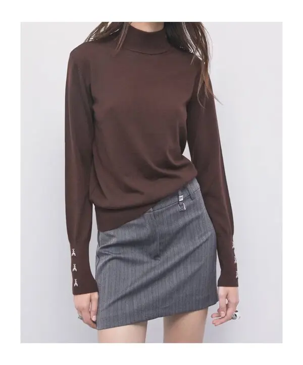 Patrizia Pepe Embellished Turtleneck Knit