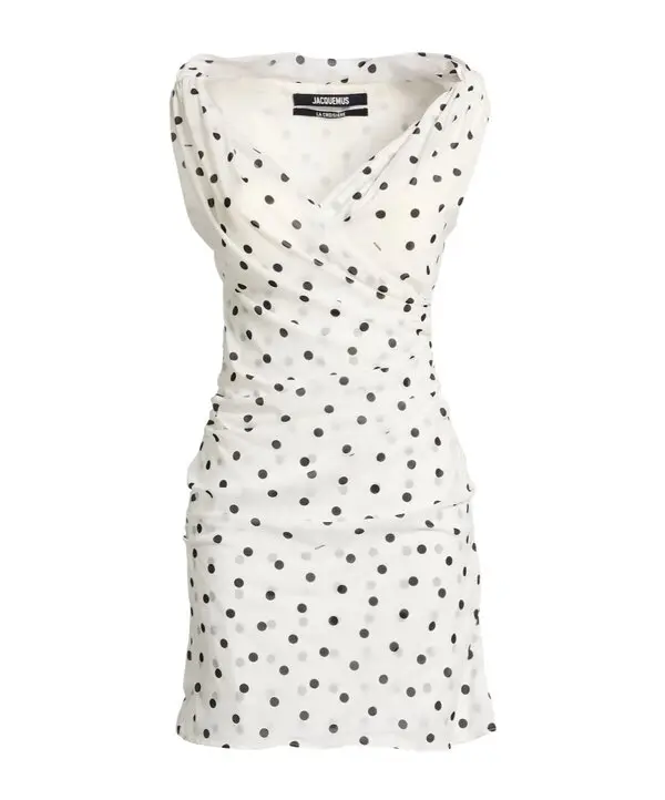 Jacquemus Polka Dot Sleeveless Dress - White