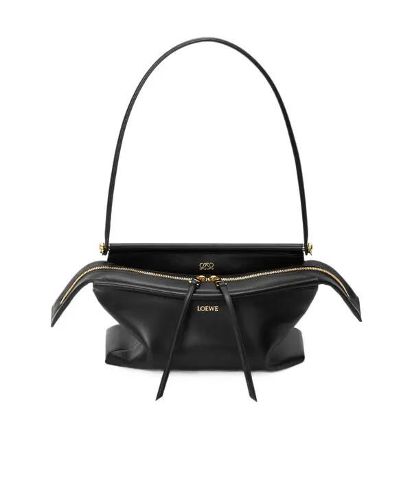 Loewe Small Whisker Bag In Glazed Calfskin - Black