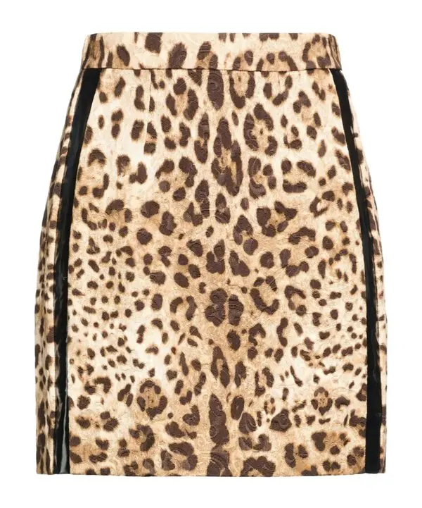 Dolce & Gabbana Leopard Print Umbrella Skirt - Beige