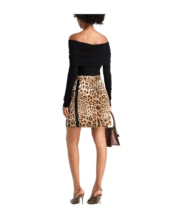 Dolce & Gabbana Leopard Print Umbrella Skirt