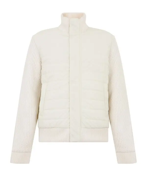 Herno Knitted-panels Quilted Bomber Jacket - Cream