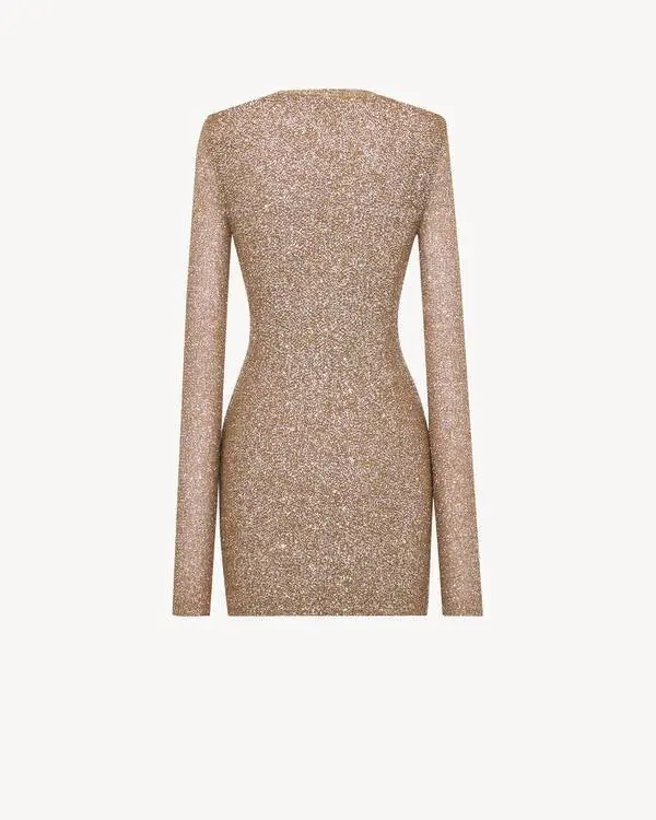 Saint Laurent Sequin Mini Dress In Knit