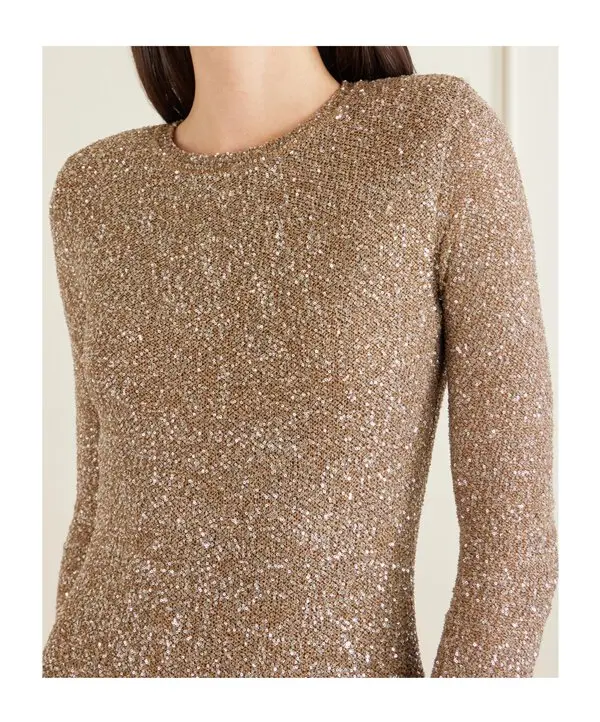 Saint Laurent Sequin Knit Mini Dress - Brown/silver