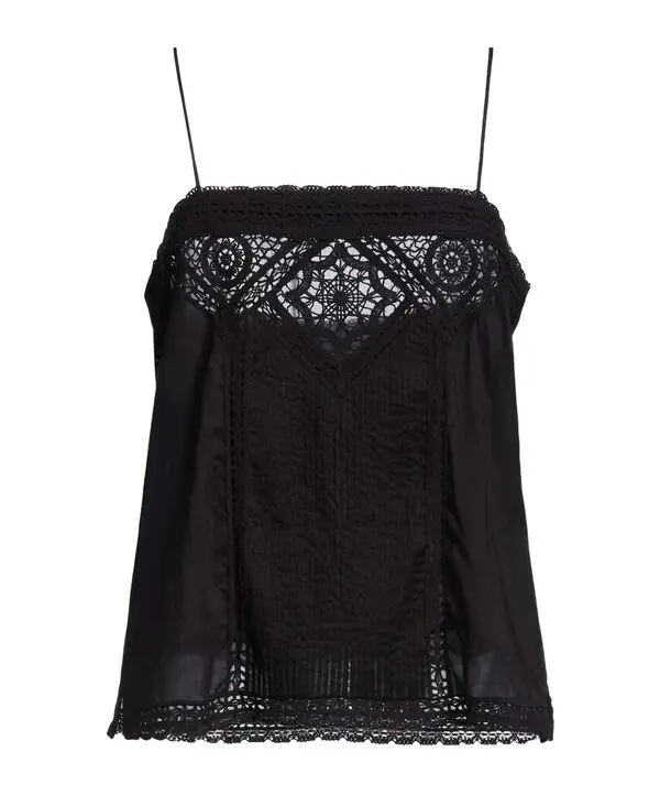 Isabel Marant Étoile Square Neck Lace Sleeveless Top