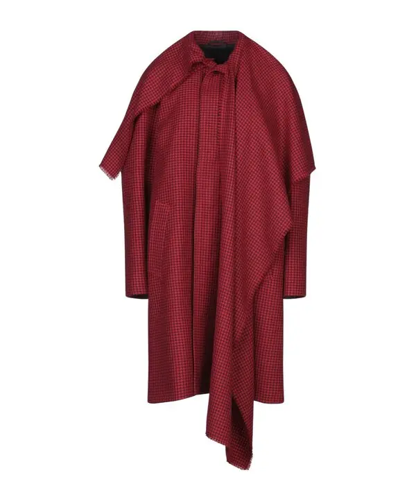 Balenciaga Houndstooth Long Coat - Red