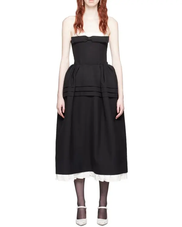 SHUSHU/TONG Two-tone Strapless Midi Dress