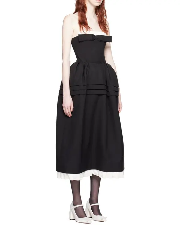 SHUSHU/TONG Two-tone Strapless Midi Dress