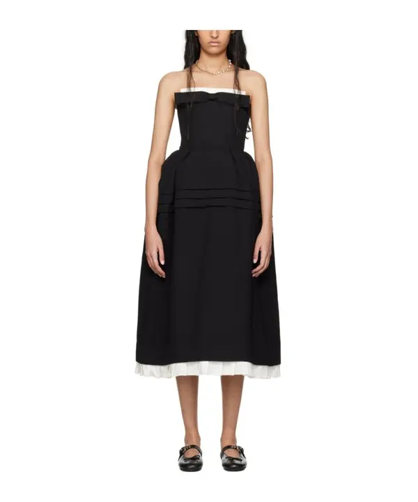 SHUSHU/TONG Two-tone Strapless Midi Dress