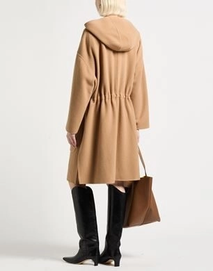 Max Mara Solid Color Long Sleeve Coat With Drawstring Hood