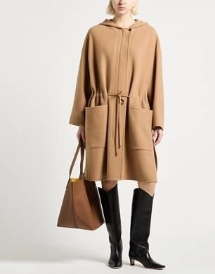 Max Mara Solid Color Long Sleeve Coat With Drawstring Hood