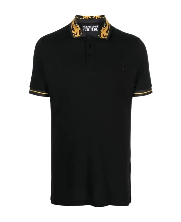 Versace Baroque-pattern Polo Shirt - Black