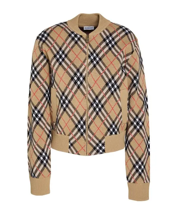 Burberry Printed Cardigan - Camel
