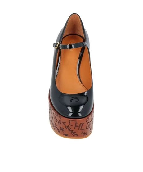 Chloé Patent Leather Mary Jane Platform Wedge Shoes