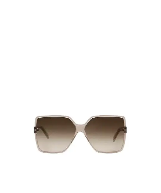 Saint Laurent Minimal Rectangular Sunglasses - Nude