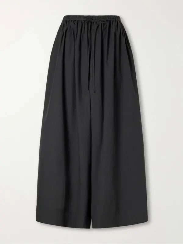 ST. AGNI Organic Cotton-poplin Wide-leg Pants - Black