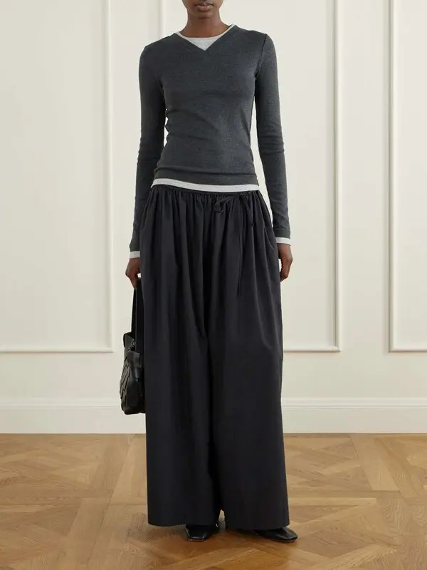 ST. AGNI Organic Cotton-poplin Wide-leg Pants