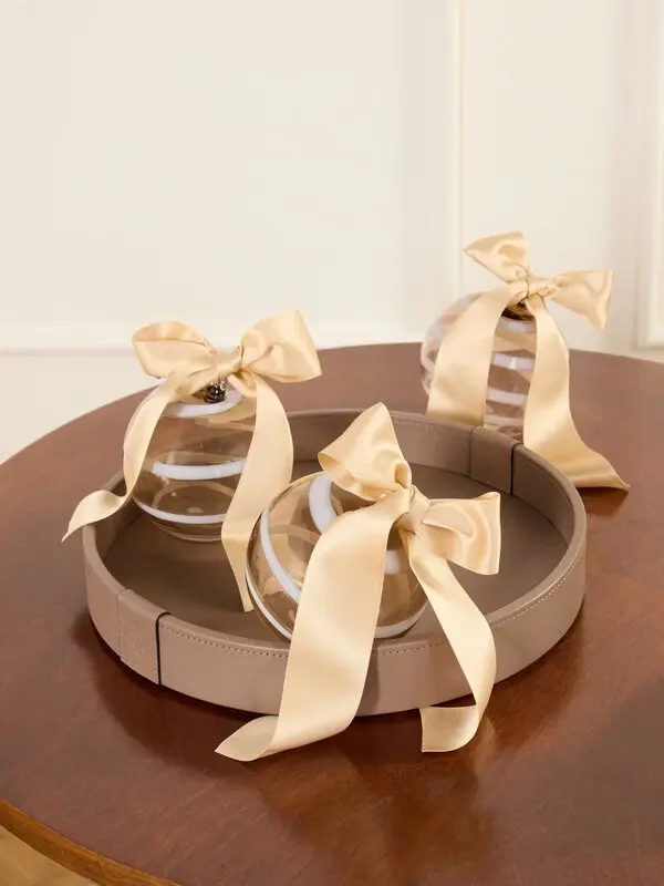 Brunello Cucinelli Set Of Three Striped Glass Ornaments