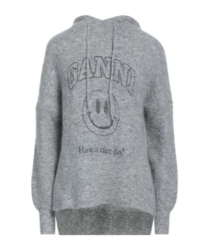 GANNI Hooded Knitwear - Gray
