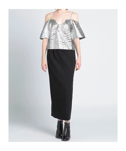 GANNI Metallic Off-the-shoulder Top
