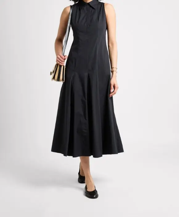 MAXCO. Max&co. Sleeveless Poplin Shirt Dress With Pleated Hem