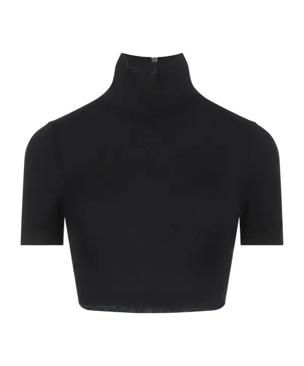 Max Mara Short Sleeve Turtleneck Top - Black