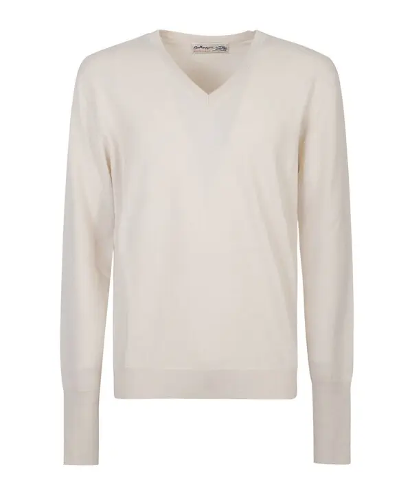 BALLANTYNE V-neck Knitted Jumper - Winterwhite