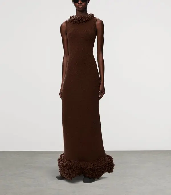 Loewe Wool-blend Mini Dress With Fur-stitch Trim