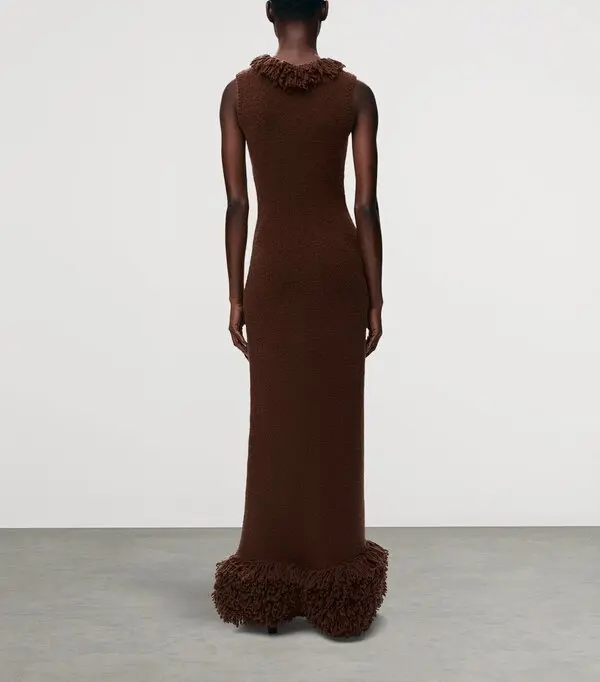 Loewe Wool-blend Mini Dress With Fur-stitch Trim