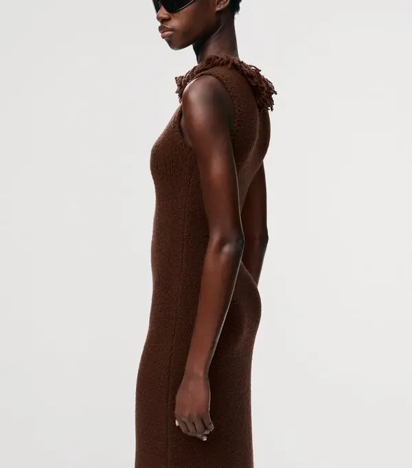 Loewe Wool-blend Mini Dress With Fur-stitch Trim