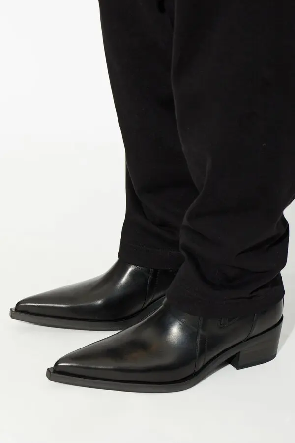 Rick Owens Leather Ankle Boots ‘pointed Sliver