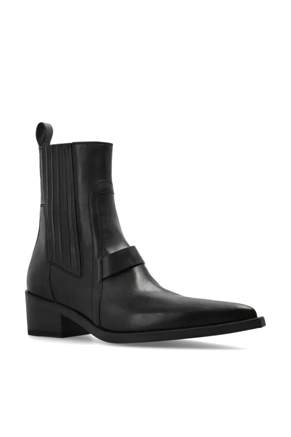 Rick Owens Leather Ankle Boots ‘pointed Sliver