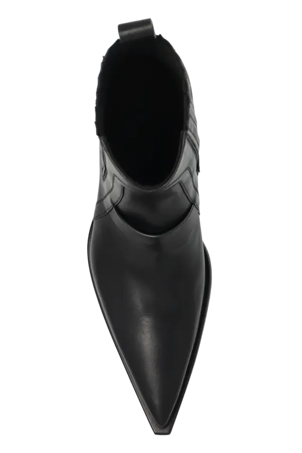 Rick Owens Leather Ankle Boots ‘pointed Sliver