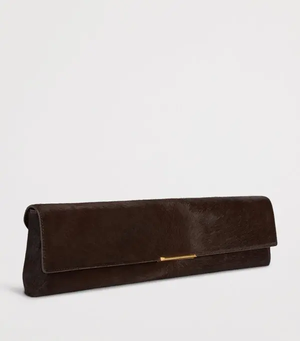 Balmain Long Leather Pony-effect Clutch Bag