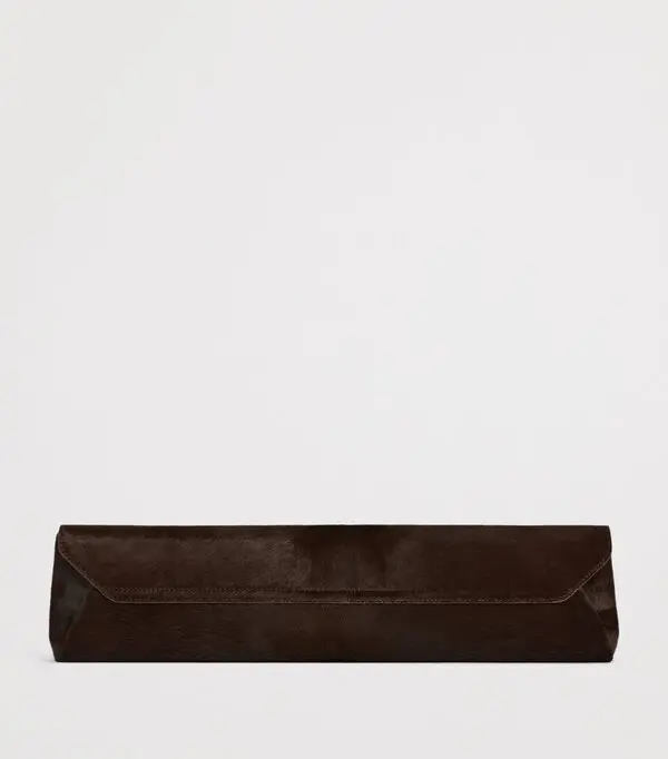 Balmain Long Leather Pony-effect Clutch Bag