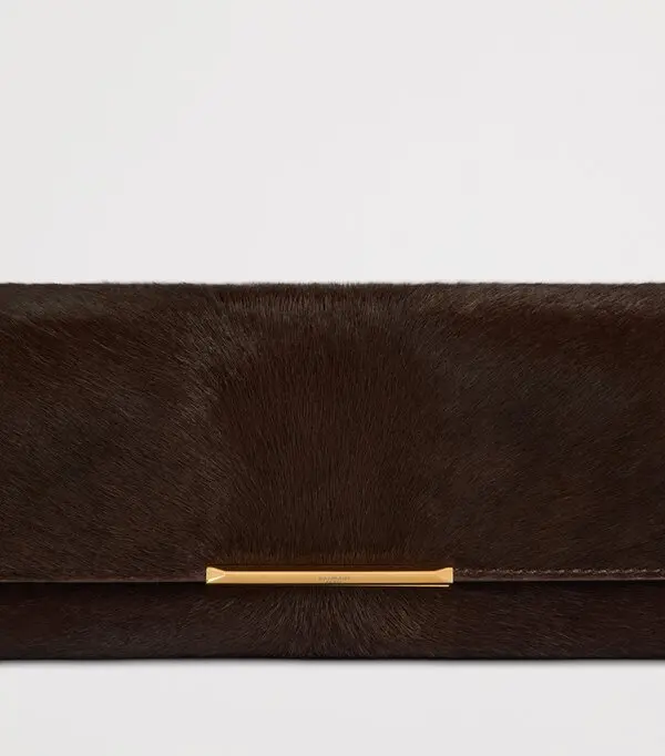 Balmain Long Leather Pony-effect Clutch Bag